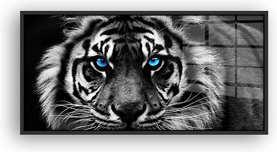 Blauwe Ogen Tijger schilderij 120 X 60 CM | bol