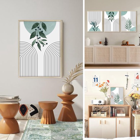 Goodivery ® Moderne Kunstwerken met Houten Lijst - Minimalistisch Groen ...