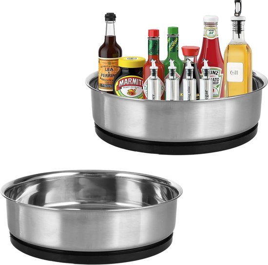 2 stuks keukenorganizer, 19,5 cm, draaiplateau, organizer, 360 graden roterende... | bol