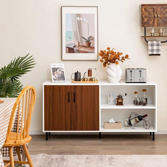 Modern Buffetkast, Credenza Kast met Open Deuren en Compartimenten ...