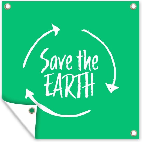 Tuin poster Klimaat en milieu tekening met quote Save the earth ...