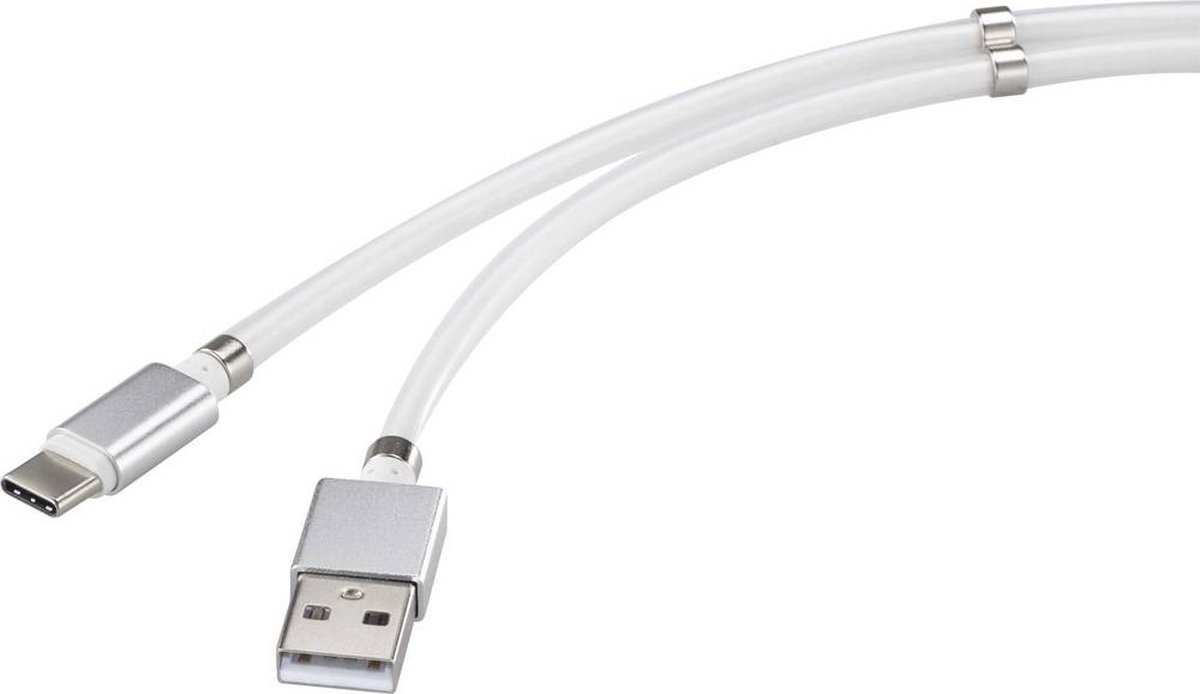Renkforce USB-kabel USB 2.0 USB-A stekker, USB-C stekker 1.00 m Wit ...