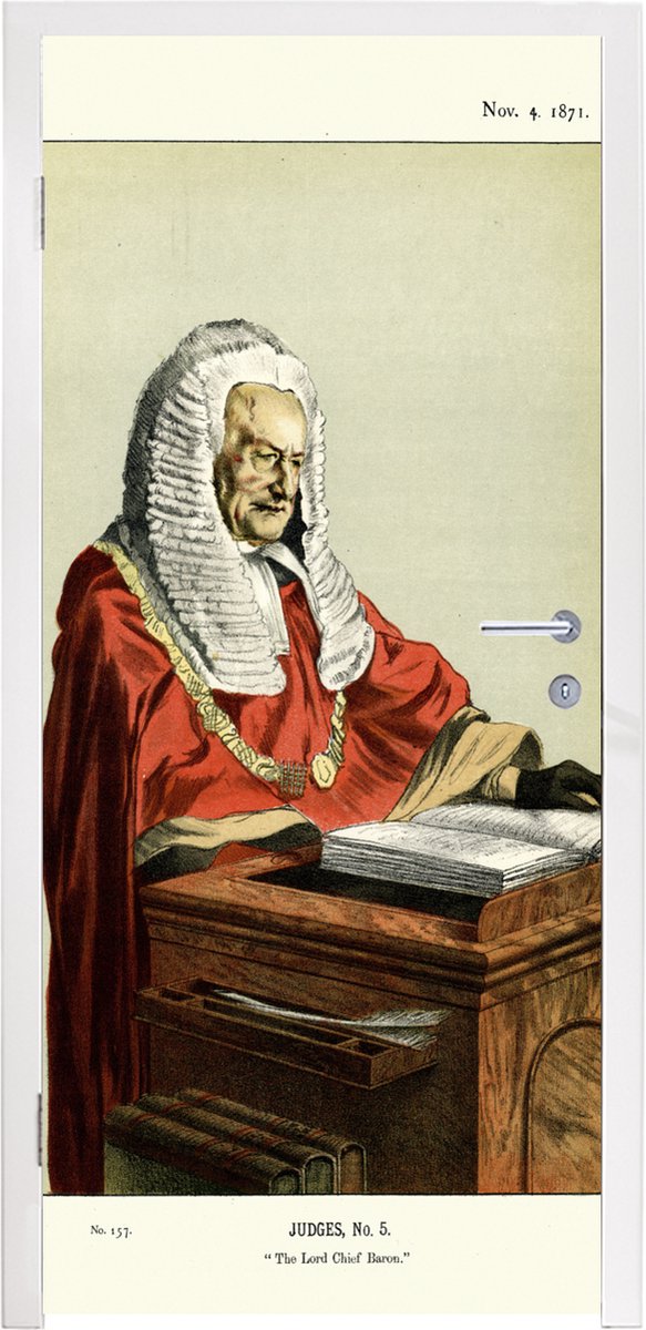 Deursticker Een historische tekening van een rechter - 90x205 cm ...