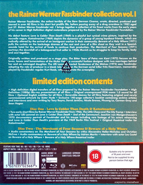 Rainer Werner Fassbinder Collection Vol.1 (Blu-ray), Diversen | Dvd's ...