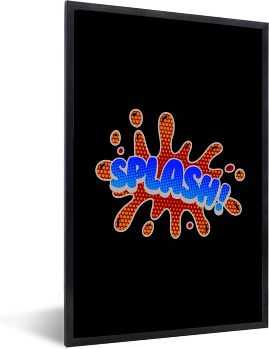 Fotolijst incl. Poster - Cartoon tekening van een plons Met de tekst ...
