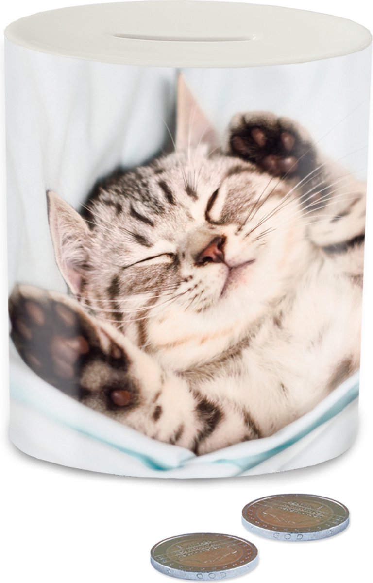Spaarpot - Spaarblik - Kitten - Grappig - Bed - Spaarpotten ...