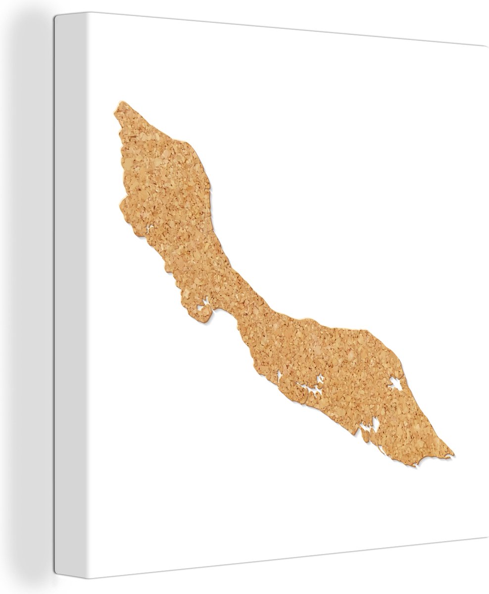 Canvas Schilderij Een tekening van Curaçao van kurk - 50x50 cm ...