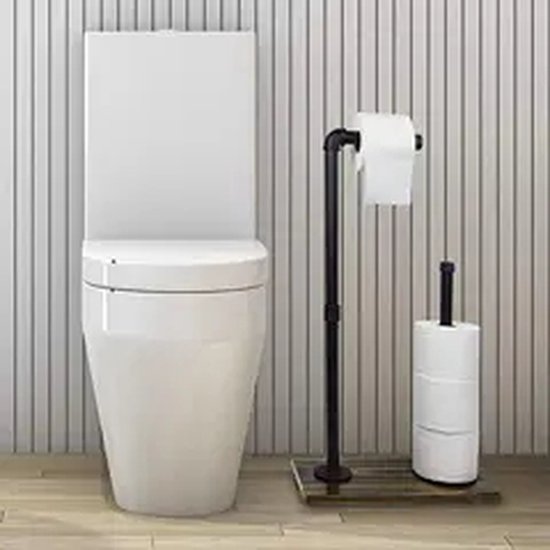 Buxibo - Industriële Stijl Toiletrolhouder - WC Rolhouder - RVS Zwart ...