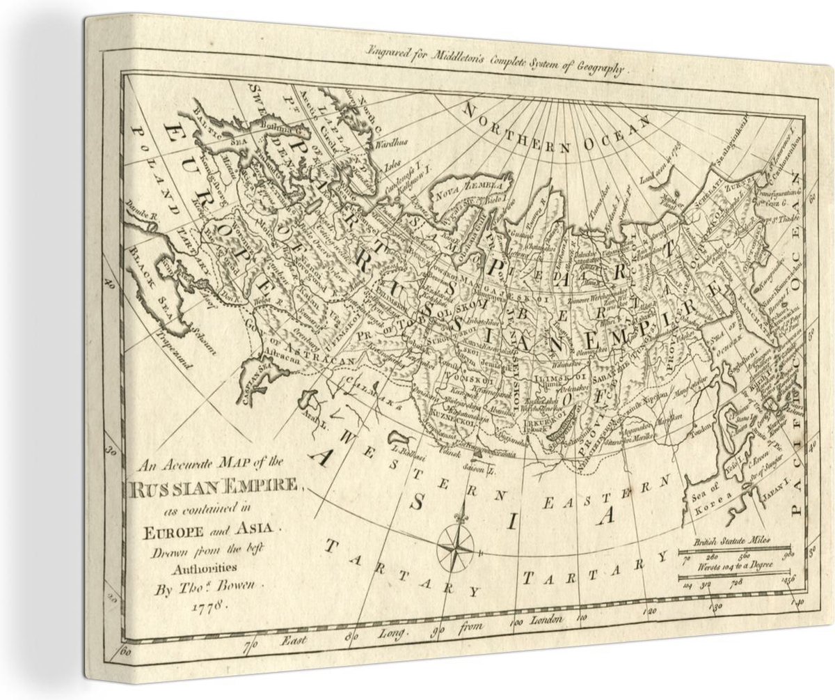 Canvas Schilderij Een illustratie van een kaart van het Russische ...