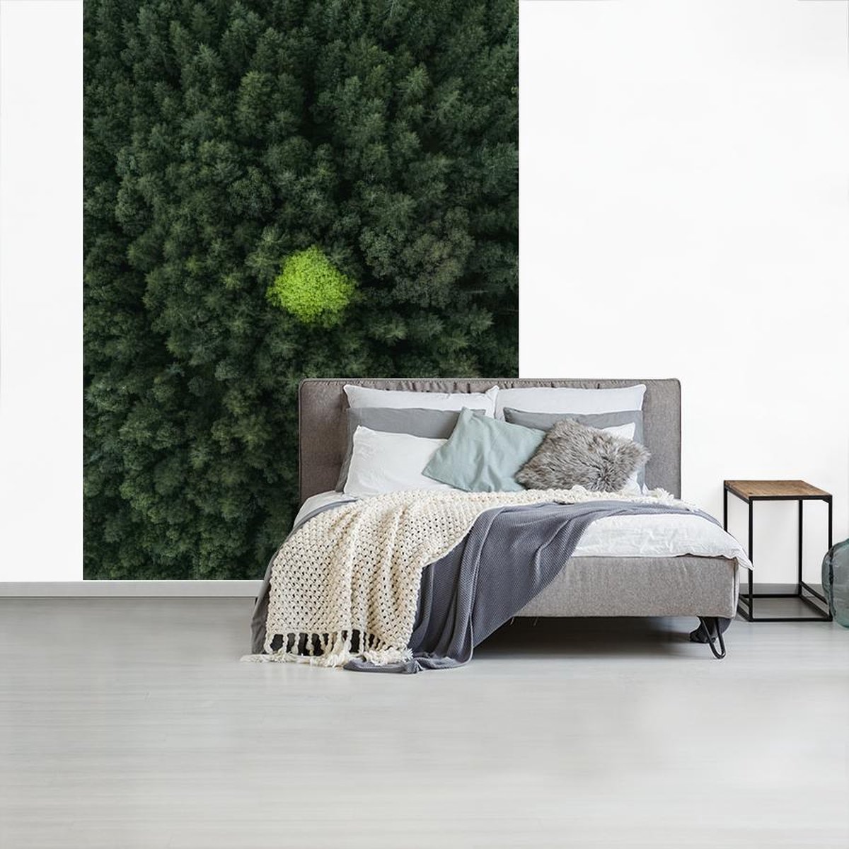 Behang - Fotobehang - Loofboom tussen naaldbomen - Breedte 175 cm x ...