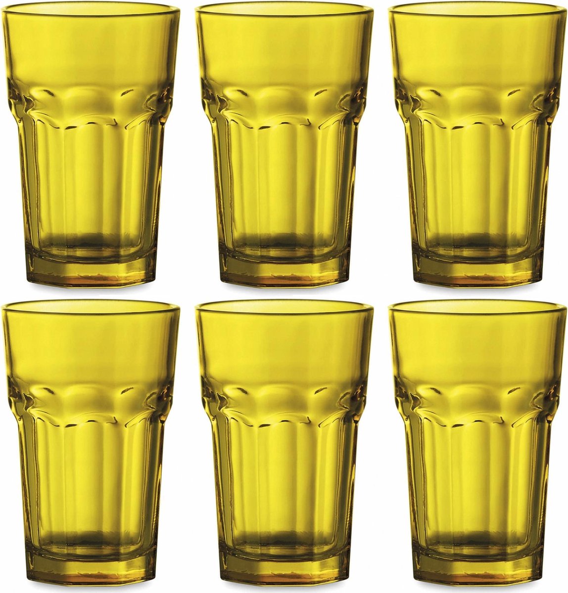6x Verres à boire / Verres à eau jaune 300 ml - Verres empilables ...