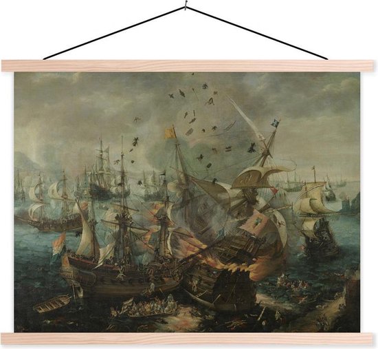 Zeeslag bij Gibraltar - Schilderij van Cornelis Claesz van Wieringen ...