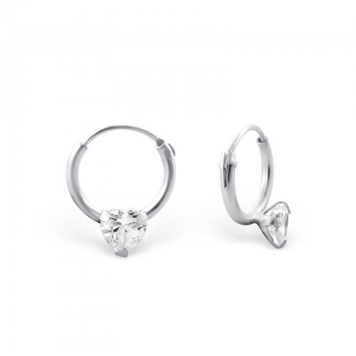 Aramat jewels ® - 925 sterling zilveren kinder oorringen met zirkonia hart transparant | bol.com