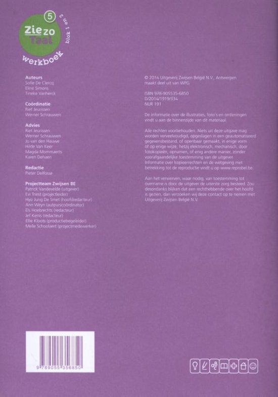 Ziezo taal 5 blok 1 en 2 Werkboek | 9789055356850 | Sofie de Clercq | Boeken | bol.com