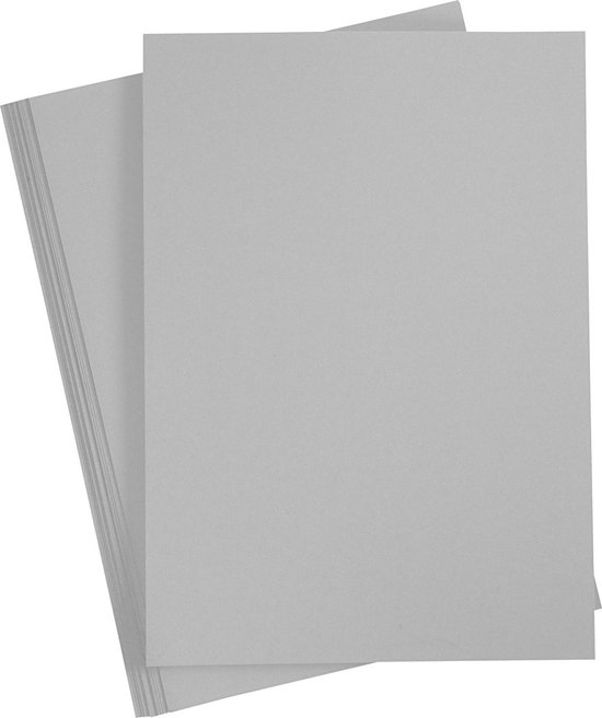 Gekleurd Karton, A4, vel 210x297 mm, 180 gr, grijs, 20 vel/ 1 doos | bol