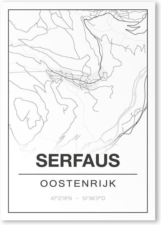 Poster/plattegrond SERFAUS - 30x40cm | bol