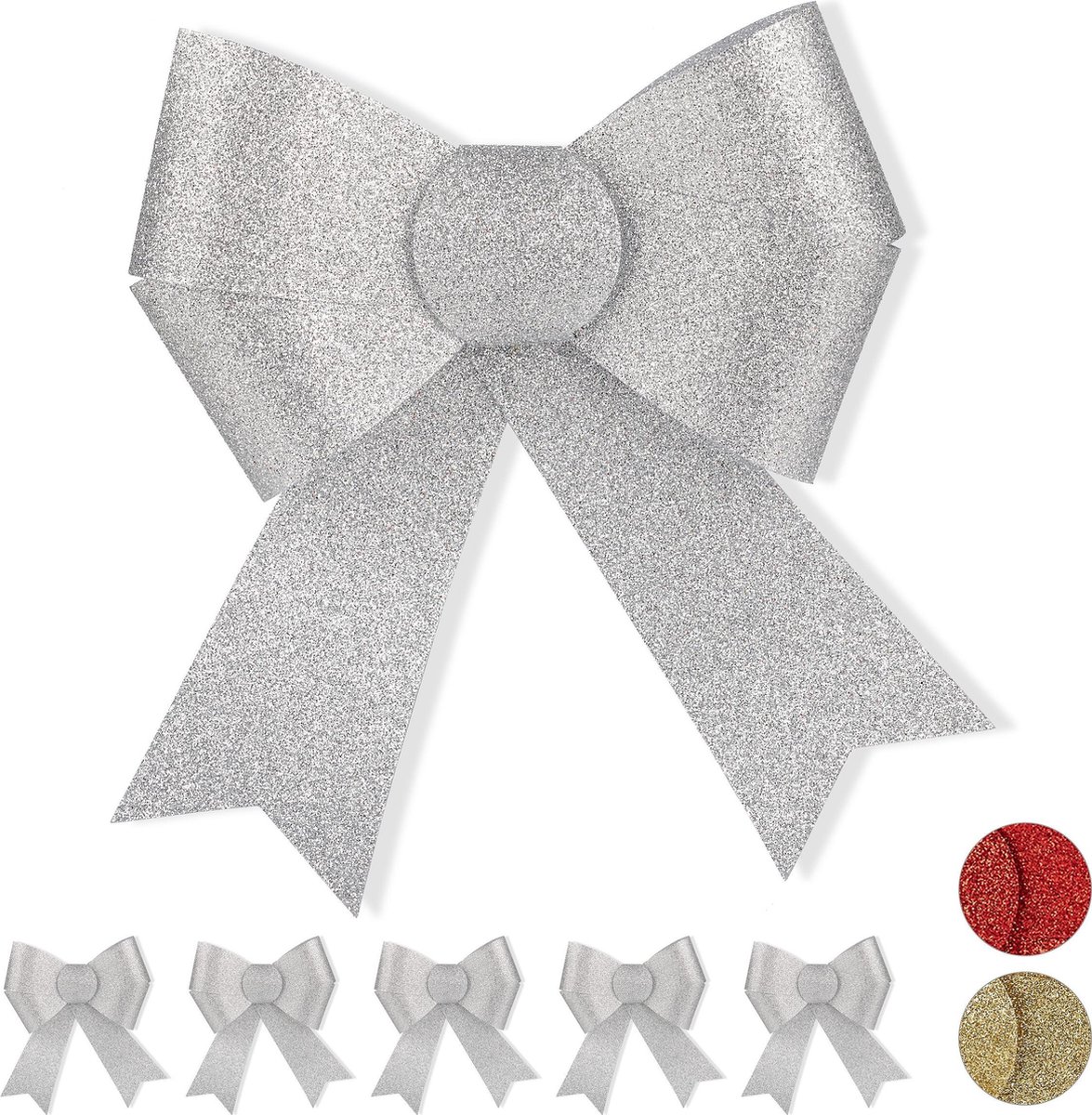 Relaxdays 6x grote strik - cadeau strik - decoratie - glitter strikken ...