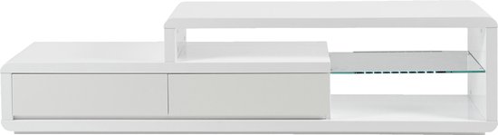 Evan TV-meubel in wit hoogglans met glasplaat en LED licht. | bol.com