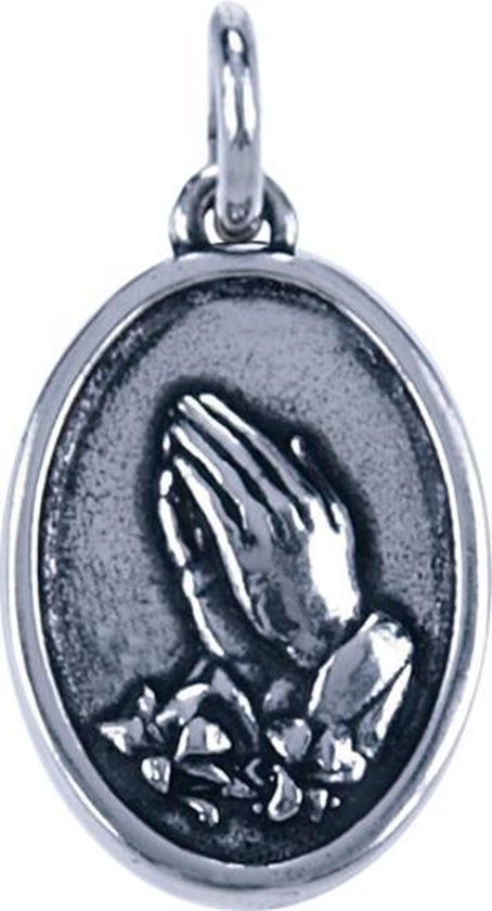 Zilveren Gebedshouding ketting hanger - ovaal | bol.com