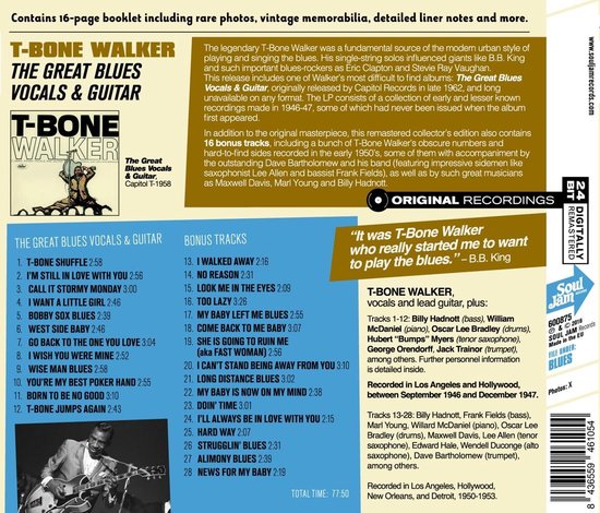 The Great Blues Vocals & Guitar, T-Bone Walker | CD (album) | Muziek | bol.com