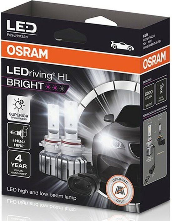 Osram LEDriving HL Bright HB4/HIR2 set 9006DWBRT-2HFB | bol
