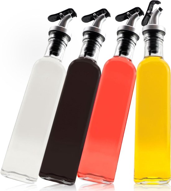 Azijn-olie-dispenser set - 4 x 250 ml glazen flessen (Madeira) met ...