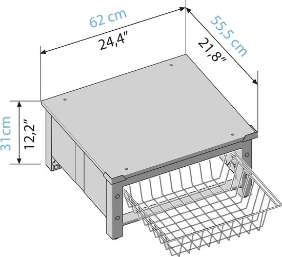 Wasmachine verhoger met Uittrekbare Mand - Base Space Basket Verhoger ...