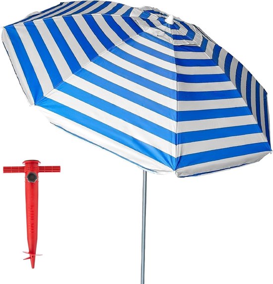 Strandparasol 180 cm UPF+50 aluminium - Blokkeert 99% UV-stralen - 8 ...
