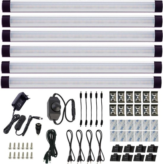 6-delige set dimbare LED-kastverlichting - keukenverlichting met ...