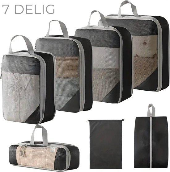 Homiefy luxe packing cubes - 7 delige set - benut meer ruimte door ...
