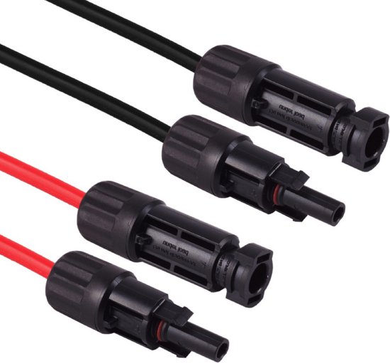 MC4 Solar Verlengkabel Set - 4mm2 - 3 meter - Zwart/Rood | bol