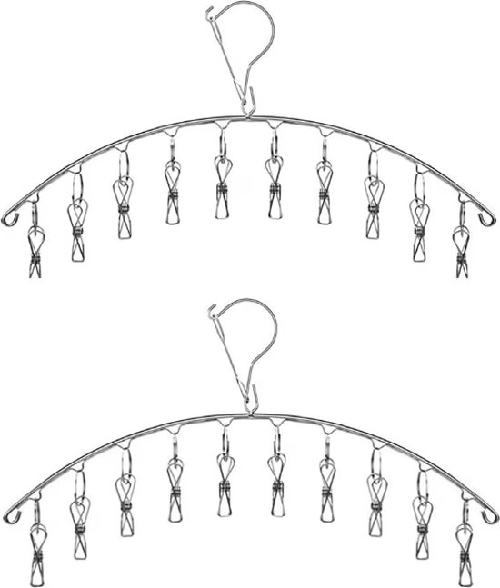 Wasrek voor Buiten x2 - Sokkendroger met wasknijpers - RVS Droogrek met ...