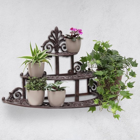 metalen bloemen trap plantentrap 3 etages, gietijzer, rond, binnen en buiten, HBD: 34... | bol