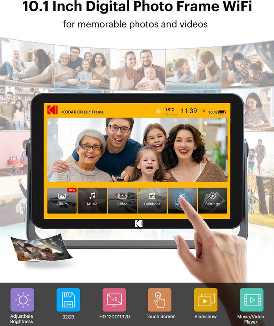 Digitale fotolijst 101 inch IPS-touchscreen HD-resolutie delen van foto ...