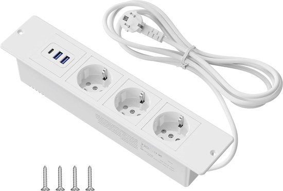 Inbouwstopcontact met 2 USB A Type-C 3-voudig tafelstopcontact ...