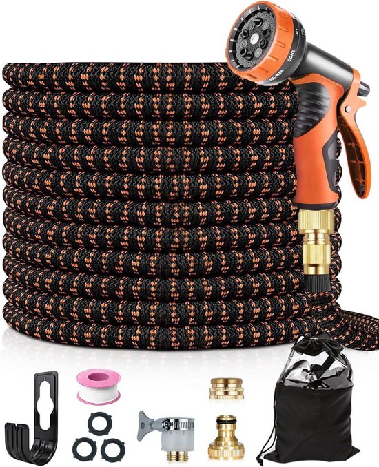 Flexibele Waterslang 150FT-45M met Sproeikop en Latexkern - No-Knik ...
