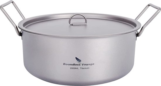 2L Camping Pan - Titanium Soeppan - Outdoor Kookgerei - Draagbaar Hol ...