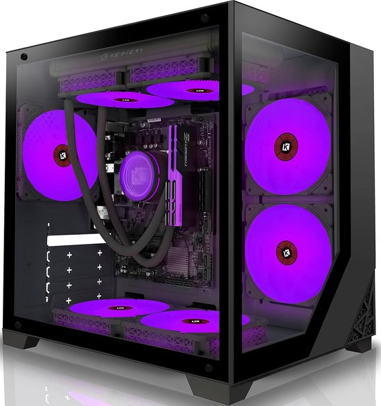 KEDIERS C770 - Mini Mid-Tower Gaming Case - 7 ARGB Fans - 2 Tempered Glass Panels | bol