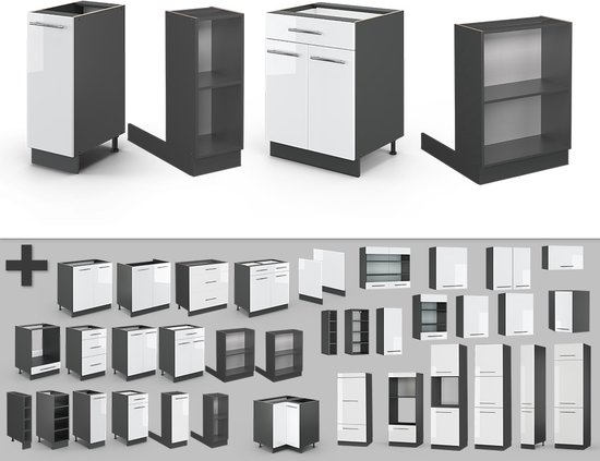 Vicco Fame-Line Keukeneiland – 90 cm met lade, zonder werkblad Wit ...