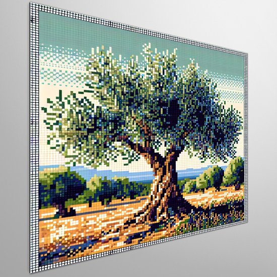 Pixel art olijfboom schilderij | Pixelated paradise: A mosaic ...