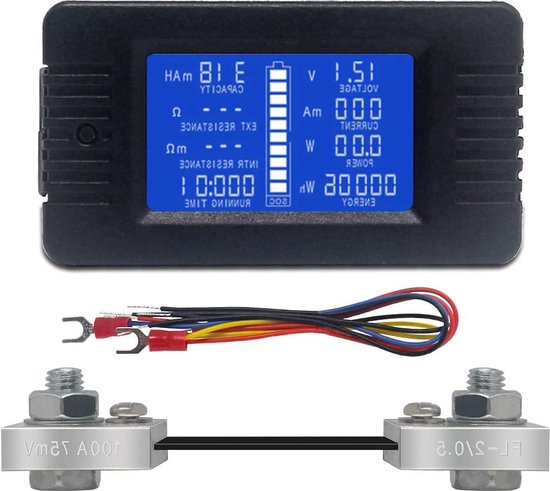 Batterijmeter Voltmeter Ampèremeter Energie-energiemonitor LCD ...