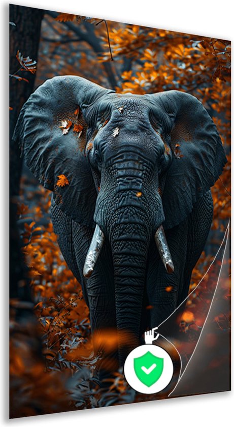 Olifant poster - Dier wanddecoratie - Poster Bladeren - Wanddecoratie ...