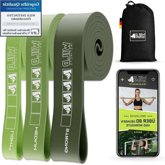 Pull-upbanden Set van 3 (light-medium-strong) fitnessbandenset ...