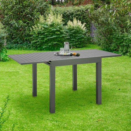 Juskys Uitklapbare Tuintafel Laki - 80 x 80 cm - Antraciet - Aluminium ...