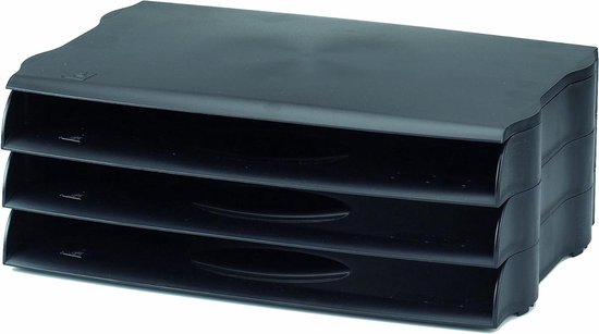 Stapelbare DTR Eco brede brieflade 347 x 129 x 232 mm set van 3 - zwart ...