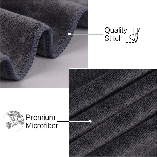 Microvezel handdoek 40x80 cm grijs ultra zacht en snel droog 4 stuks ...
