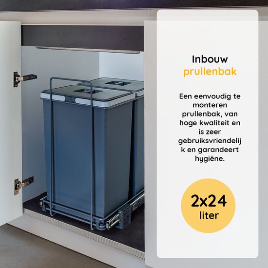 Eleganca Inbouw Prullenbak - 2 x 24 L – Afvalemmers - Afvalbak Afvalscheiding -... | bol