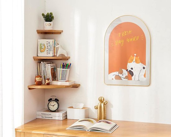 Drijvende Hoek Wandplank Hout Massief Eiken - Display Hoek Planken voor ...