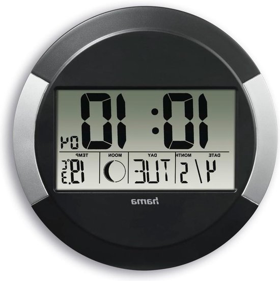 Digital Wall Clock with Radio - LCD Display - Thermometer - Calendar ...