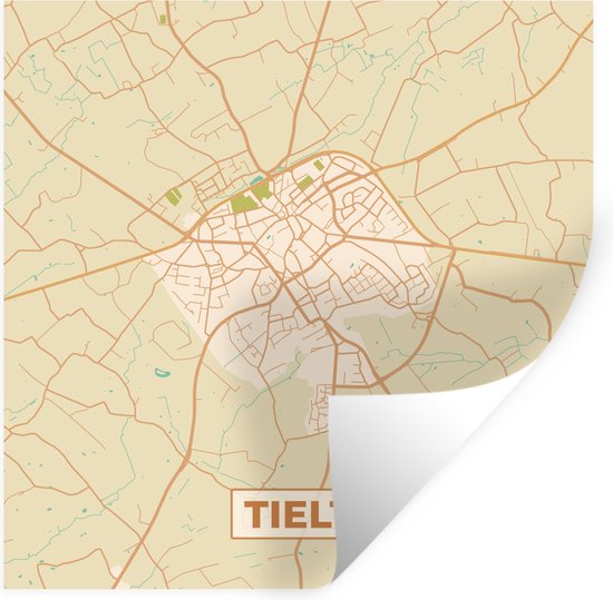 Muurstickers - Vintage - Kaart - Stadskaart - Plattegrond - Tielt ...